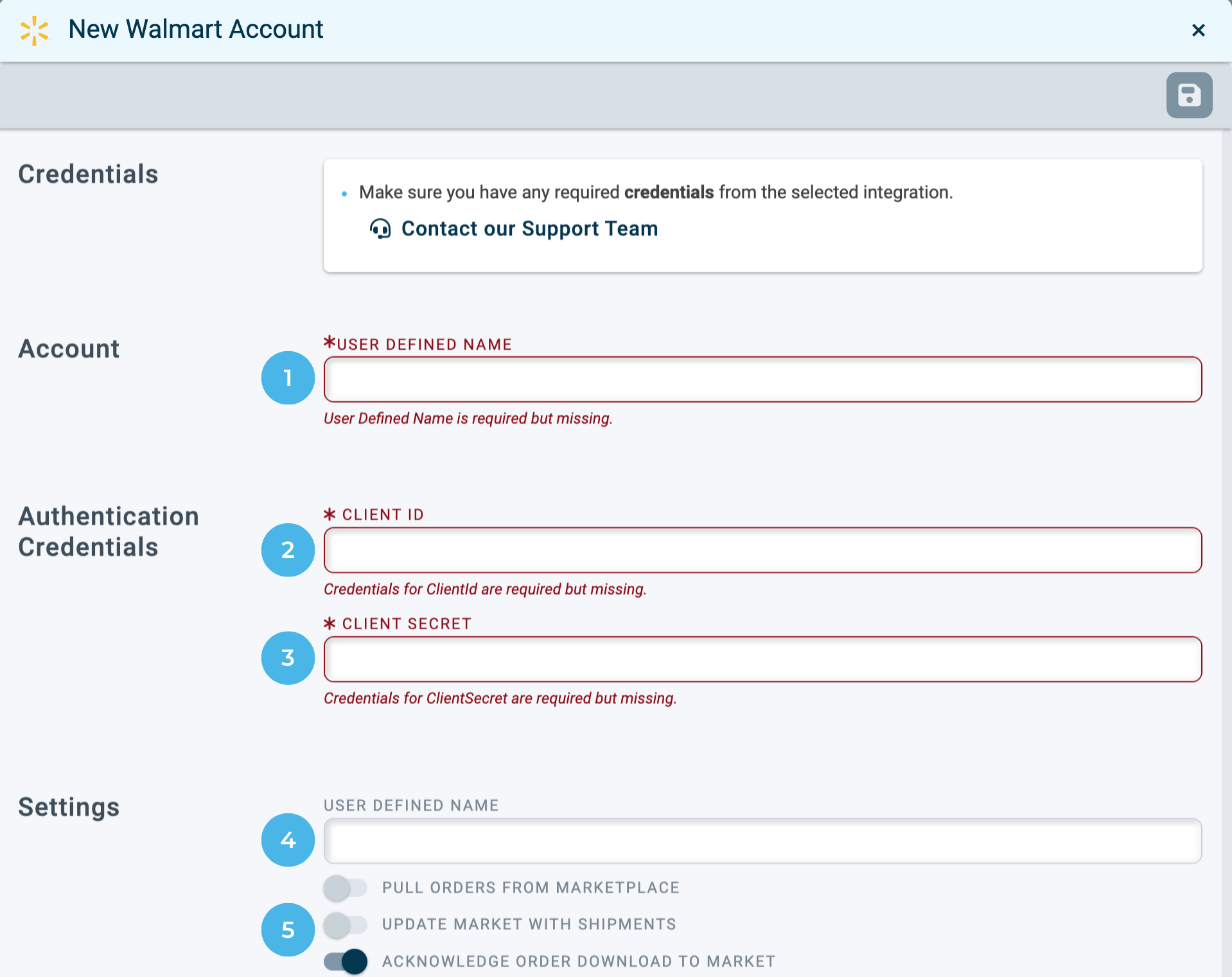 Walmart Integration Setup